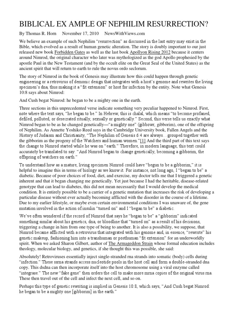 Biblical Examples of Nephilim Resurrection | PDF | Nephilim | Genetics