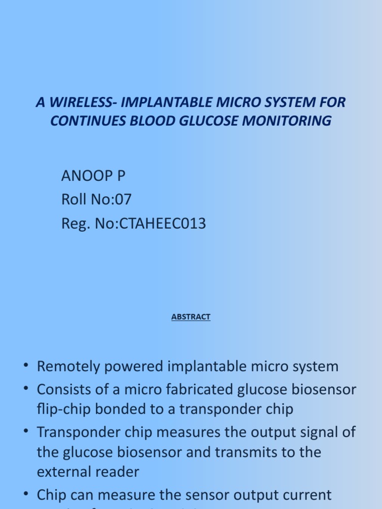 A Wireless - Implantable Micro System | PDF | Biosensor | Glucose