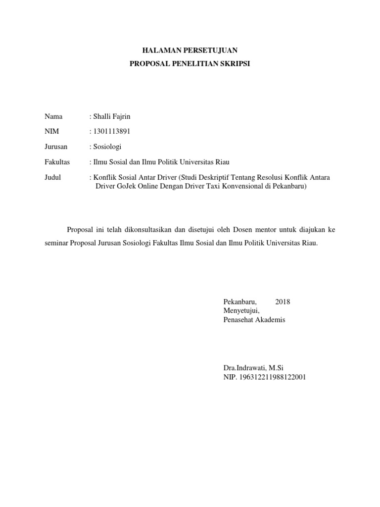 HALAMAN PERSETUJUAN Proposal | PDF