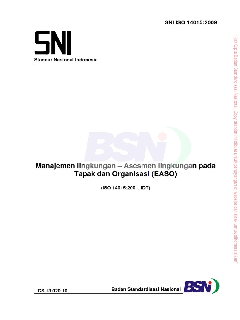 Panduan SNI ISO 14015:2009 EASO | PDF