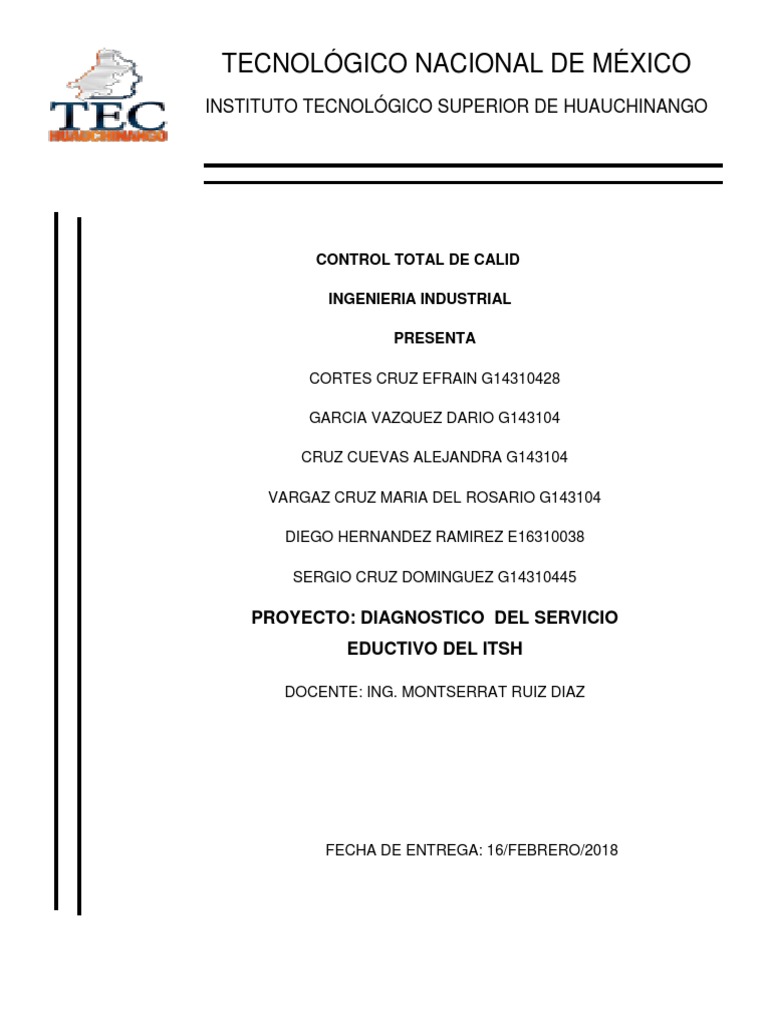 Diagnostico Del Servicio Educativo Itsh-1 | PDF | Calidad (comercial ...