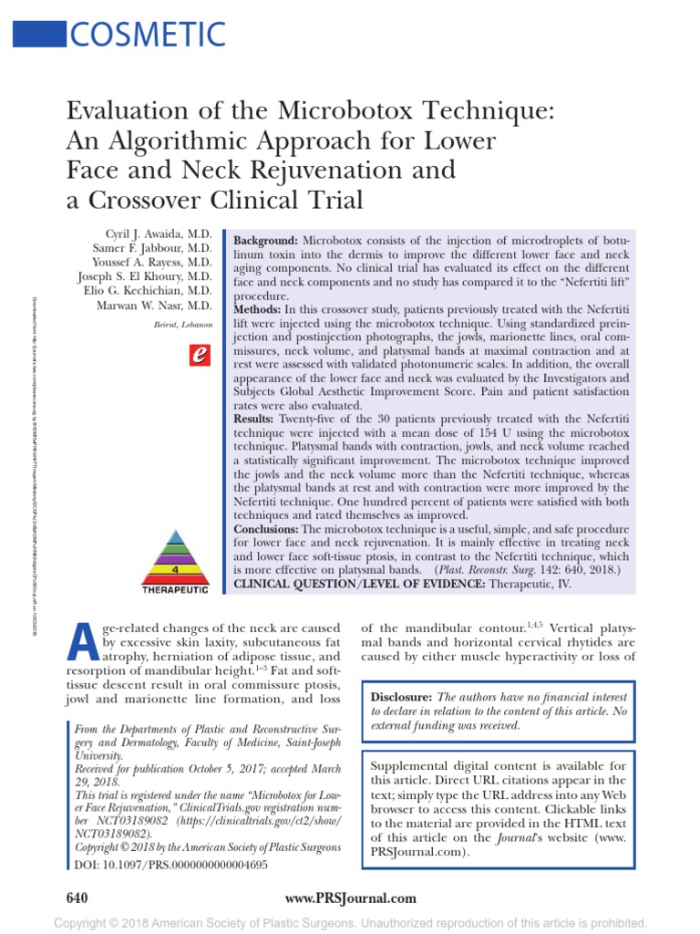 Evaluation of The Microbotox Technique An.12 | PDF | Plastic Surgery ...