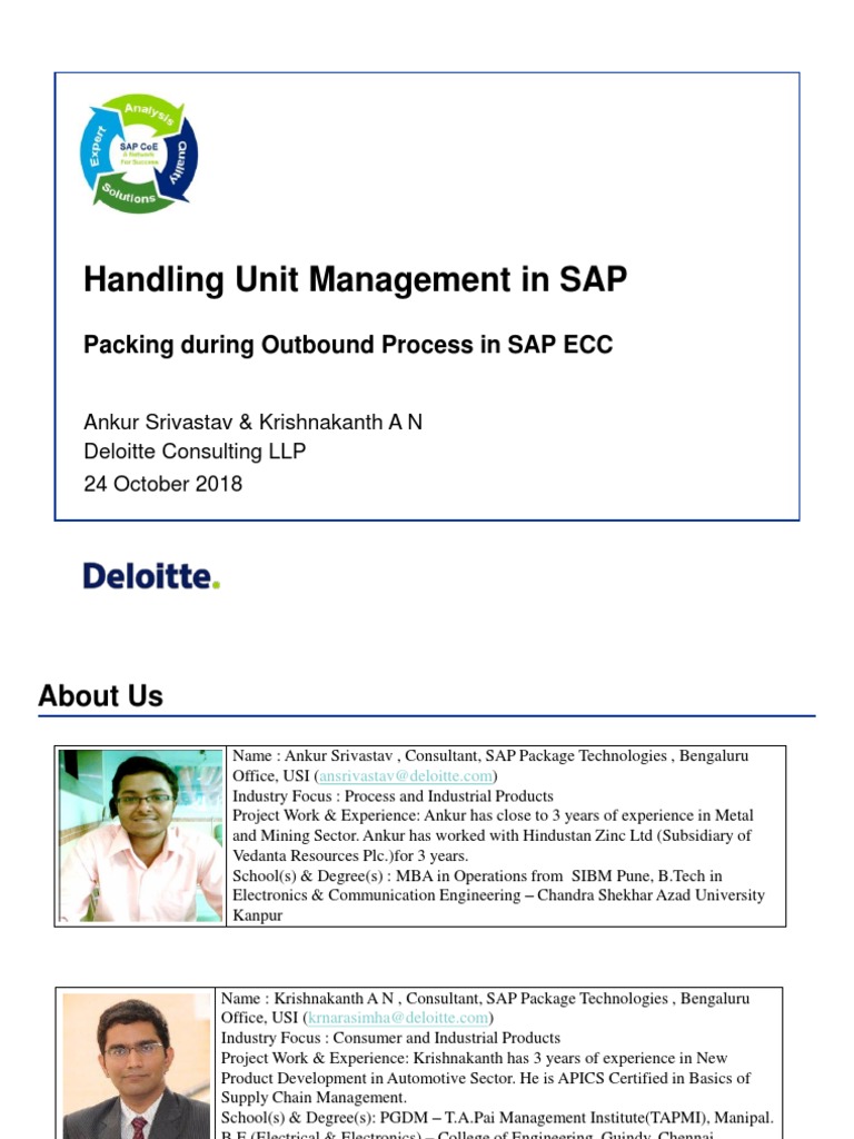 Handling Unit Management in SAP Packing During Outbound Process | PDF ...