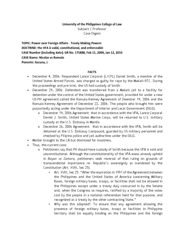 Nicolas Vs Romulo | PDF | Treaty | U.S. State