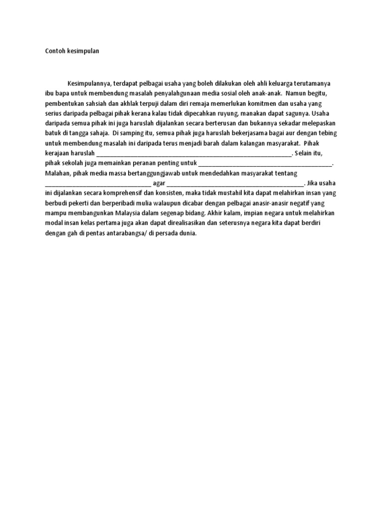 Contoh Kesimpulan Karangan | PDF