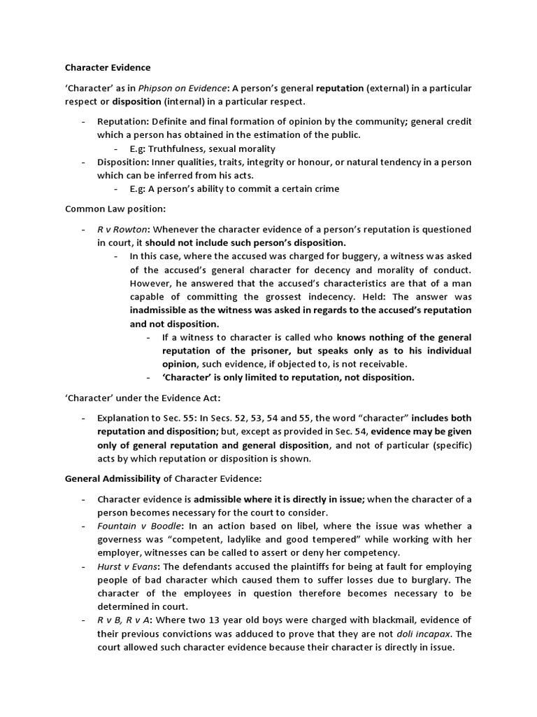 2 Character Evidence PDF | PDF | Relevance (Law) | Prosecutor