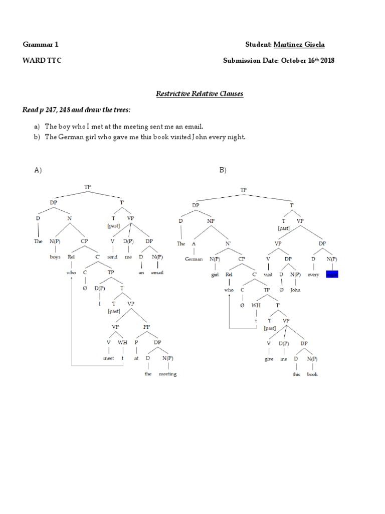 Relative Clauses Assignment | PDF | Grammar | Language Mechanics