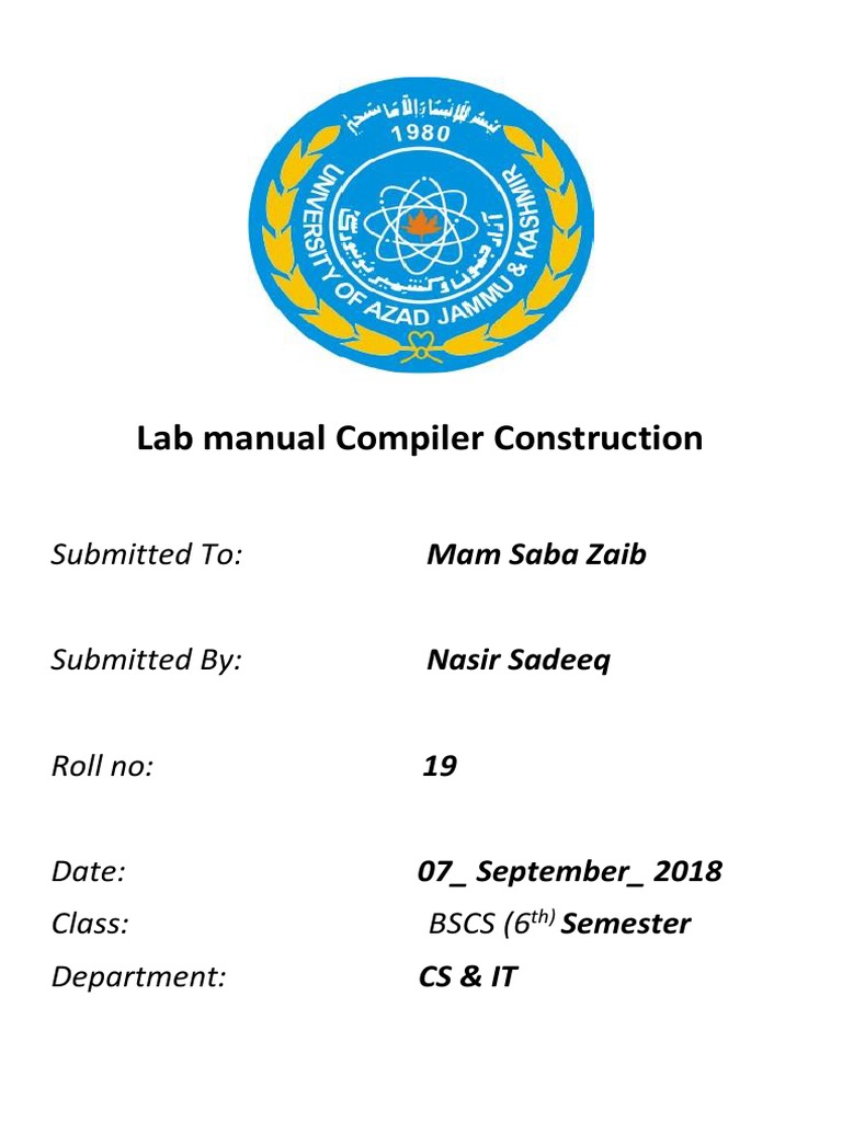 Lab Manual Compiler Construction Semester Pdf Integer Computer Science Computer Engineering