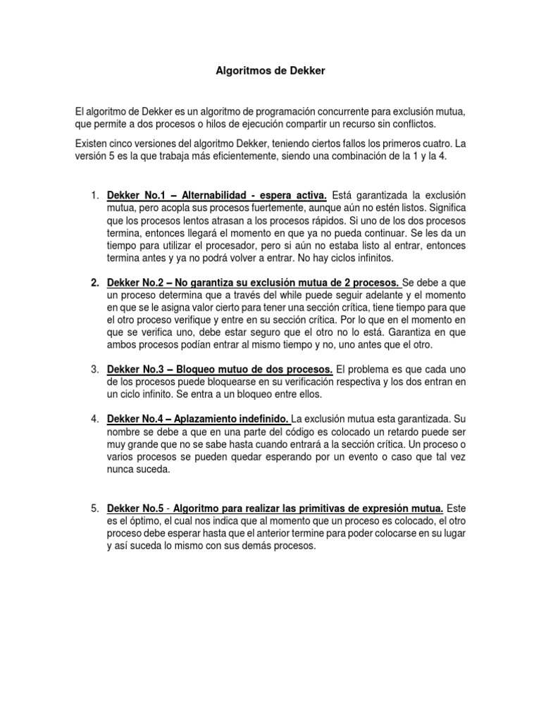 Algoritmos de Dekker | PDF | Proceso (Computación) | Algoritmos