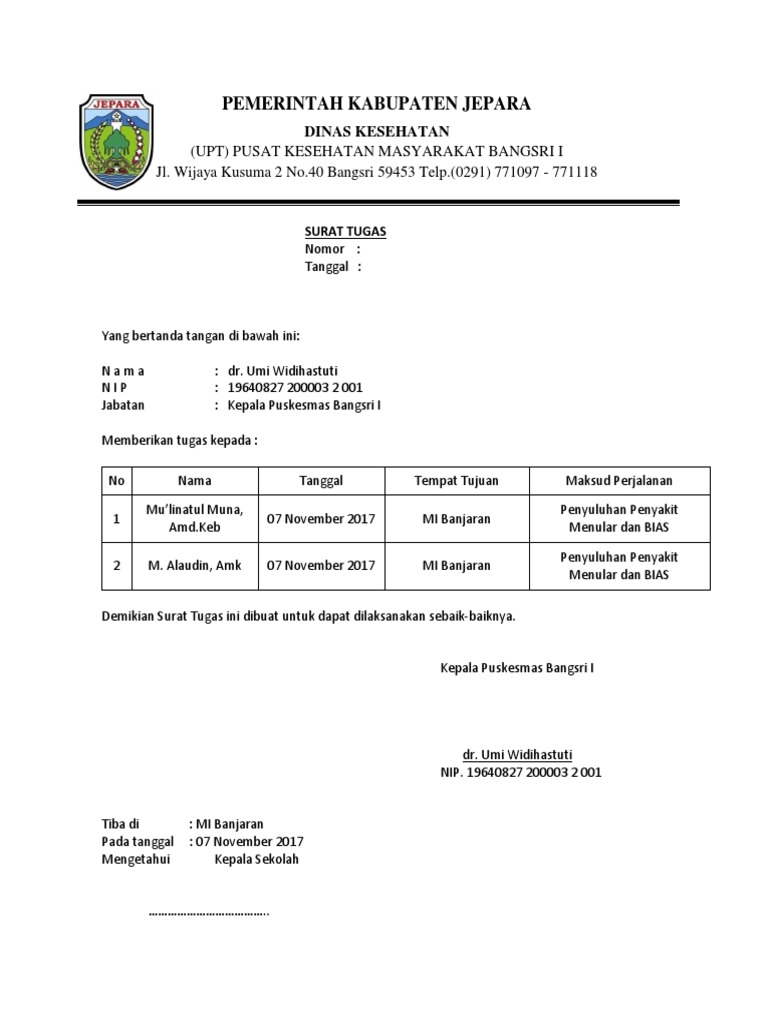 Surat Tugas Penyuluhan MR | PDF