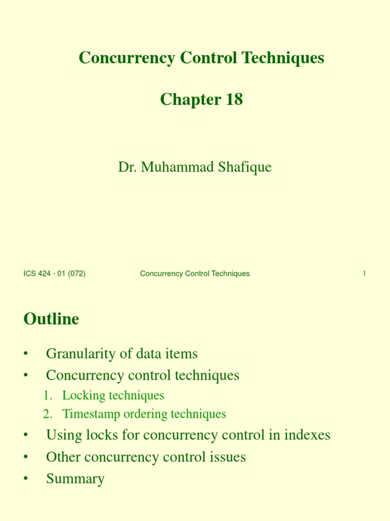 05 Chapter 18 Concurrency Control Techniques Pdf Data Management Concurrency Computer