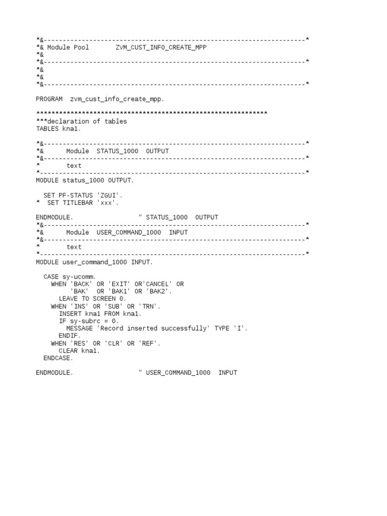ZVM Cust Info Create MPP | PDF