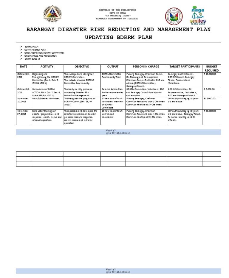 Barangay Disaster Risk Reduction and Management Plan Updating BDRRM ...