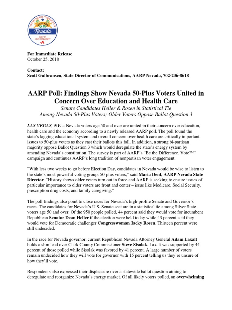 Aarp NV Voter Poll 102518 - v1 | PDF | Aarp | Nevada