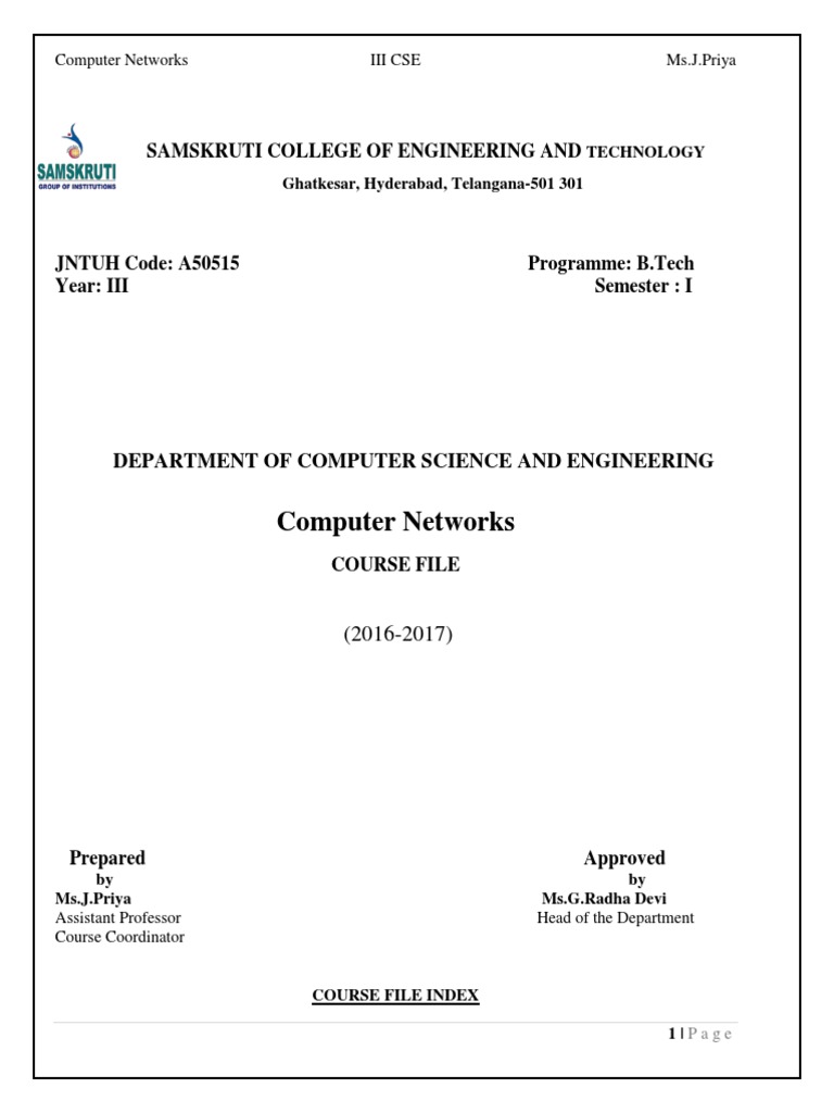 CN Course File Naac | PDF | Ip Address | Computer Network