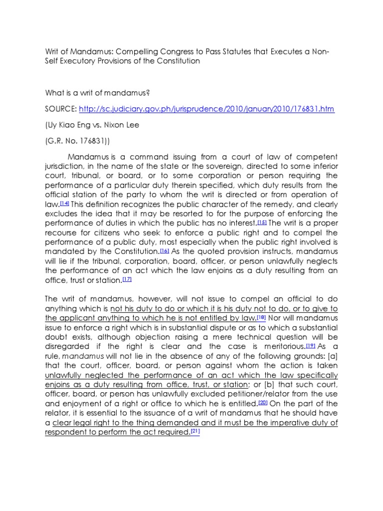 Writ of Mandamus | PDF | Mandamus | Writ