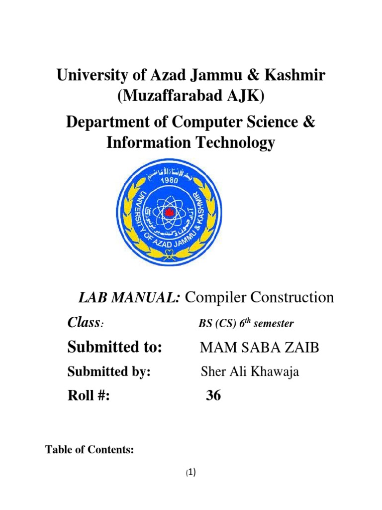 University of Azad Jammu & Kashmir (Muzaffarabad AJK) Department of Computer Science ...