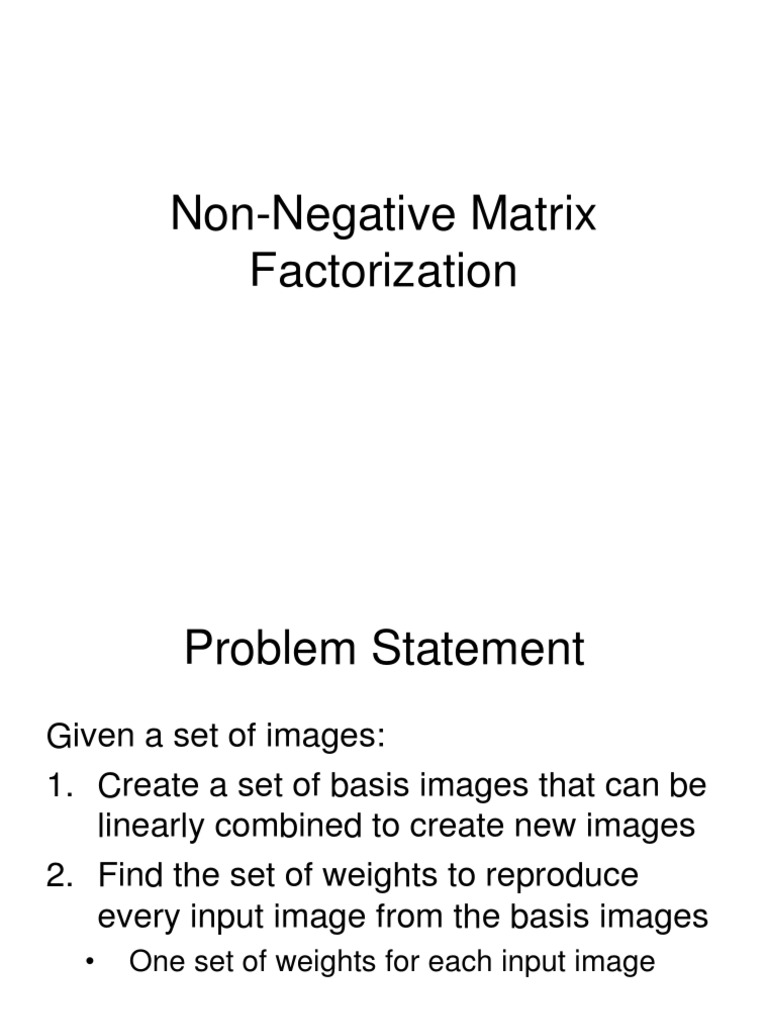 Non Negative Matrix Factorization Pdf Principal Component Analysis Basis Linear Algebra