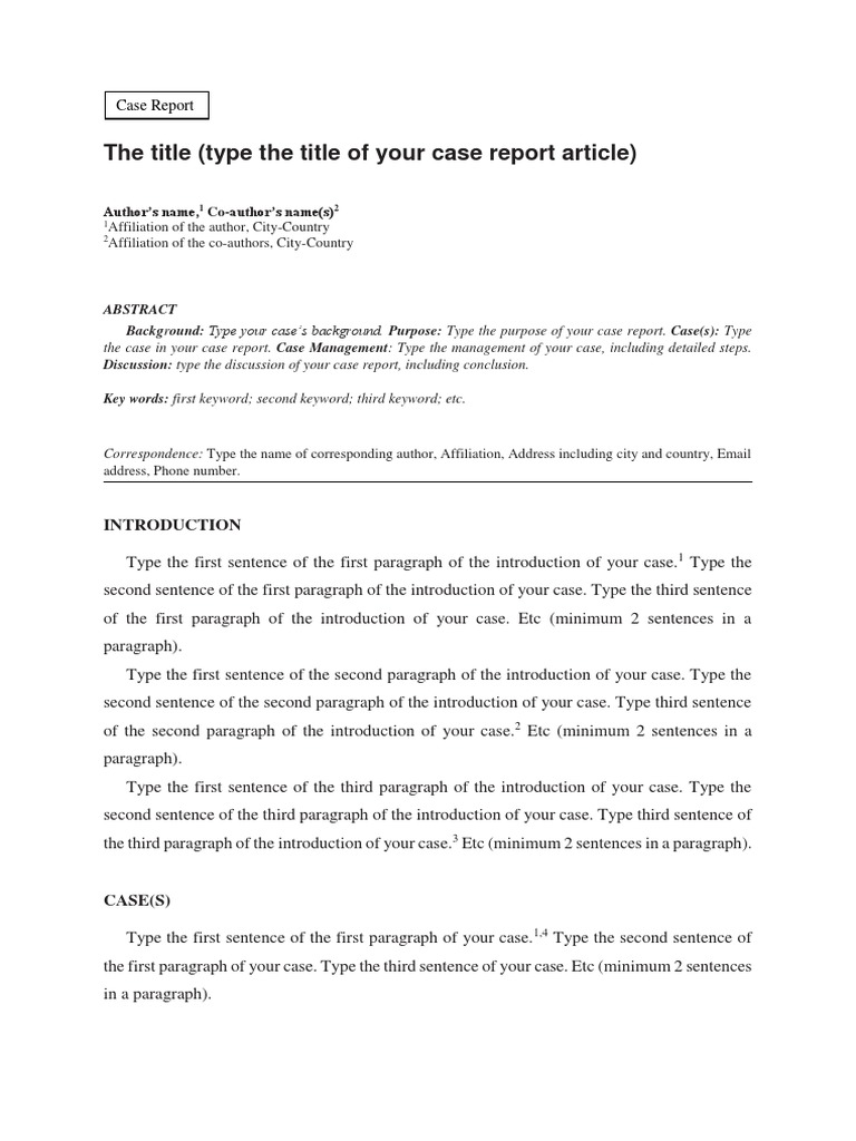 Case Report Template | Case Report | Paragraph