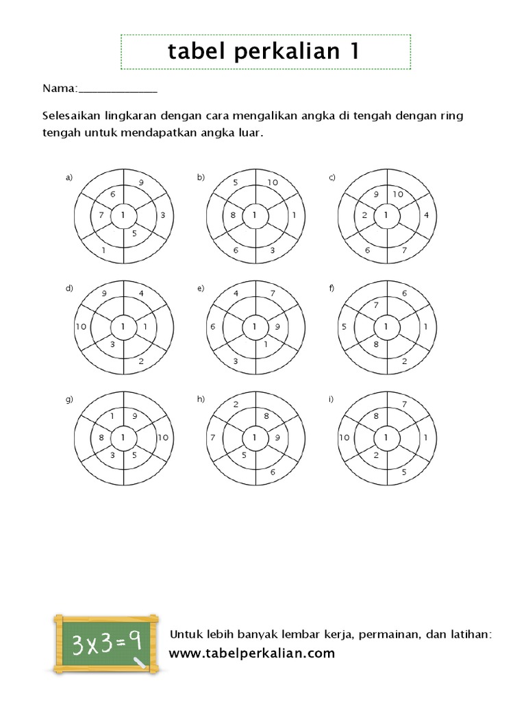 Lks Tabel Perkalian 1 Ws3 | PDF