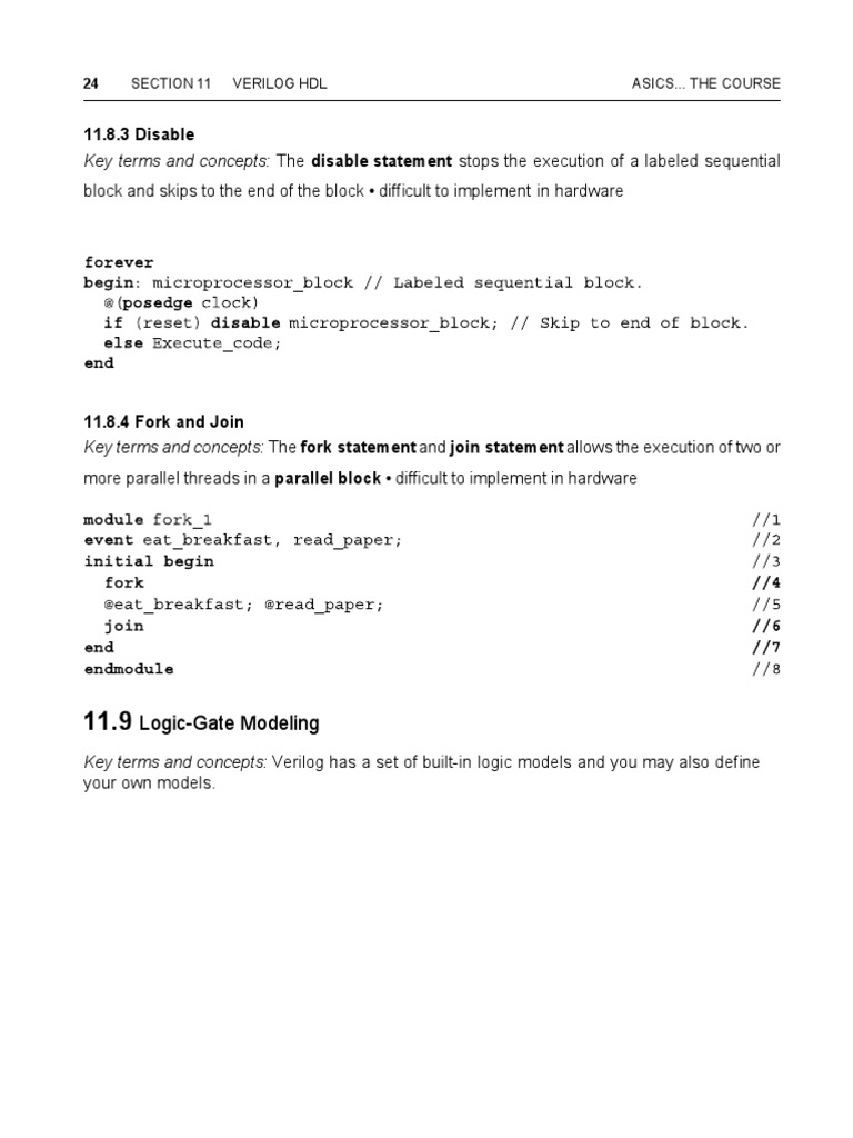Logic-Gate Modeling: 24 Section 11 Verilog HDL Asics... The Course | PDF | Hardware Description ...