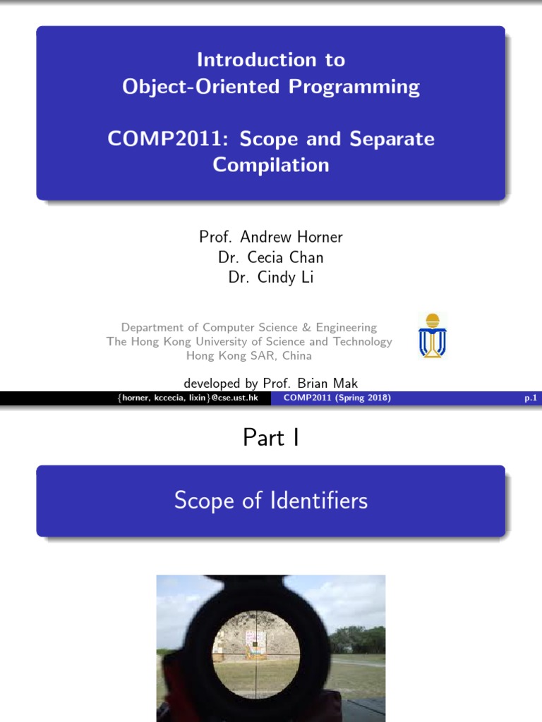 Introduction To Object-Oriented Programming COMP2011: Scope and Separate Compilation | PDF ...