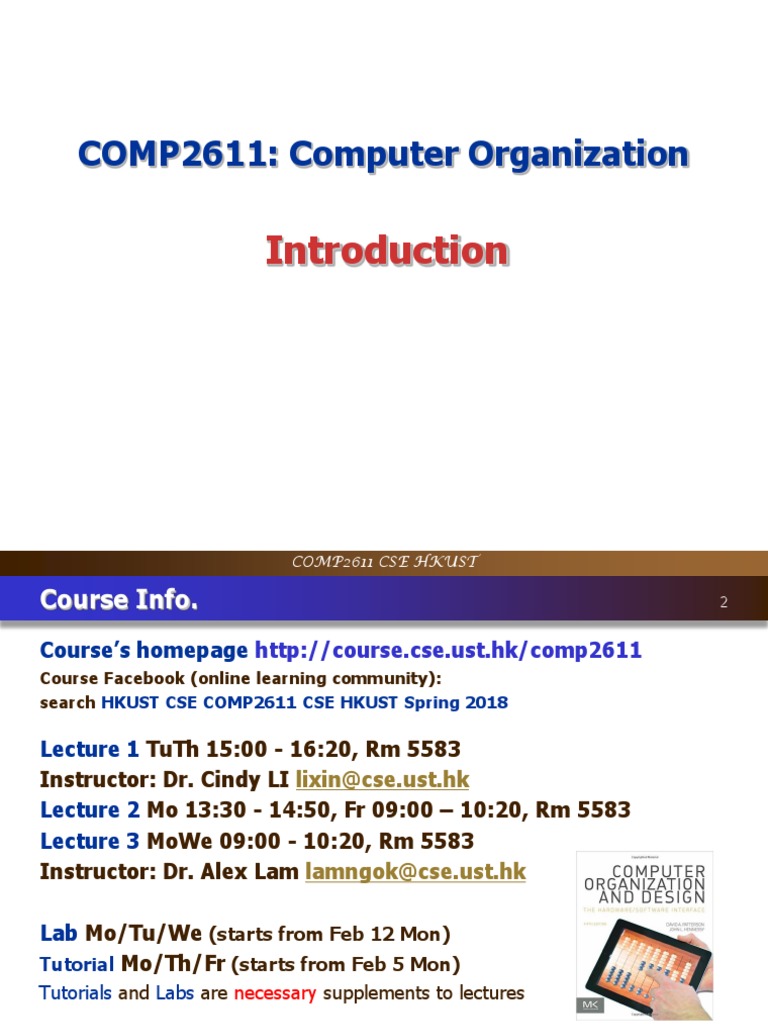 Lecture 1 COMP2611 Introduction Spring2018 | PDF | Integrated Circuit | Computer Data Storage