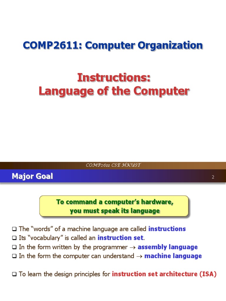 Lecture 4 COMP2611 ISA Part1 | PDF | Array Data Structure | Assembly Language