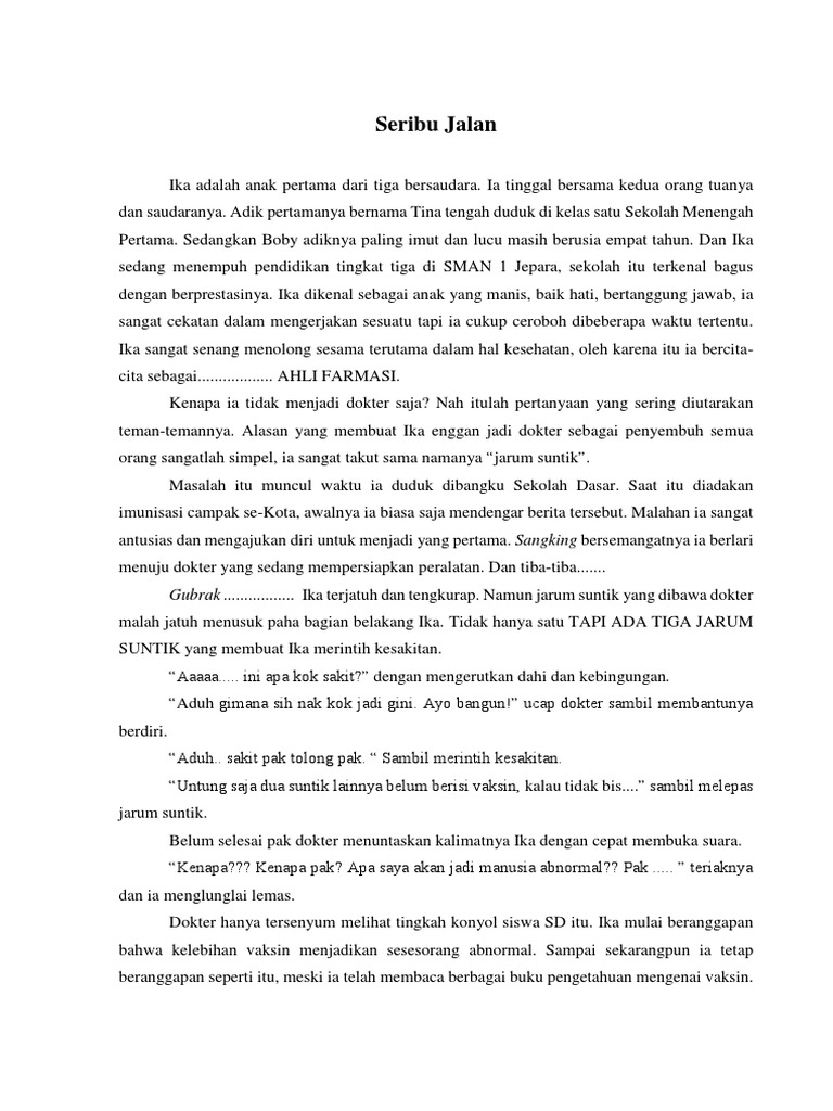 Tugas Cerpen Bahasa Indonesia Cerpen Panjang | PDF