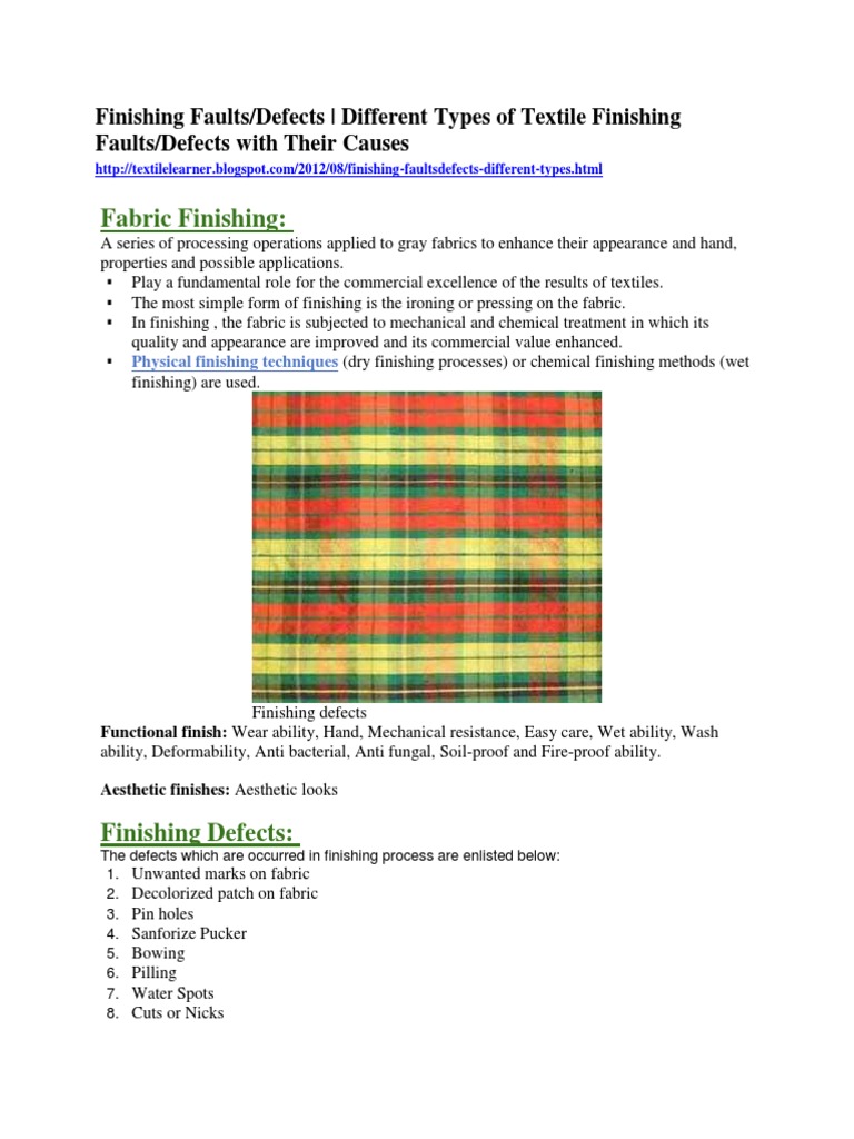 Finishing Faults | PDF | Yarn | Knitting