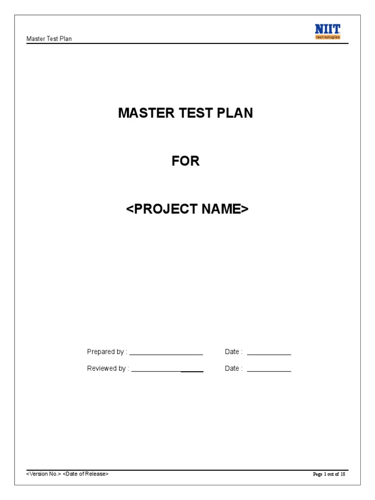 Master Test Plan | Download Free PDF | Unit Testing | Specification ...