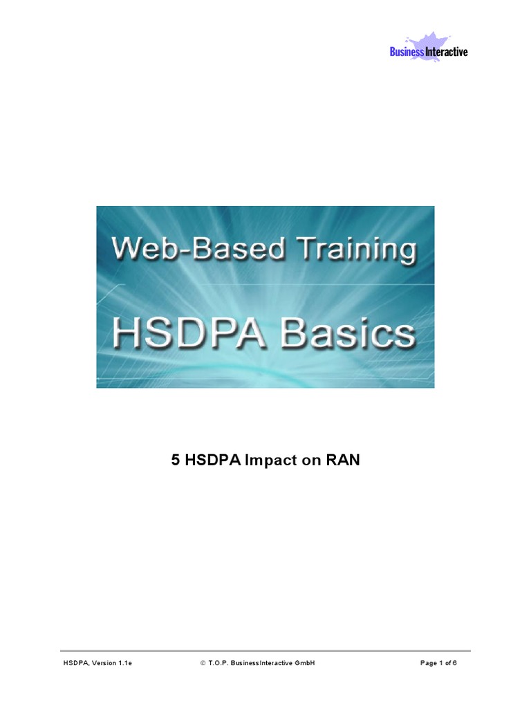 5 Hsdpa Impact On Ran: Hsdpa, Version 1.1E T.O.P. Businessinteractive ...