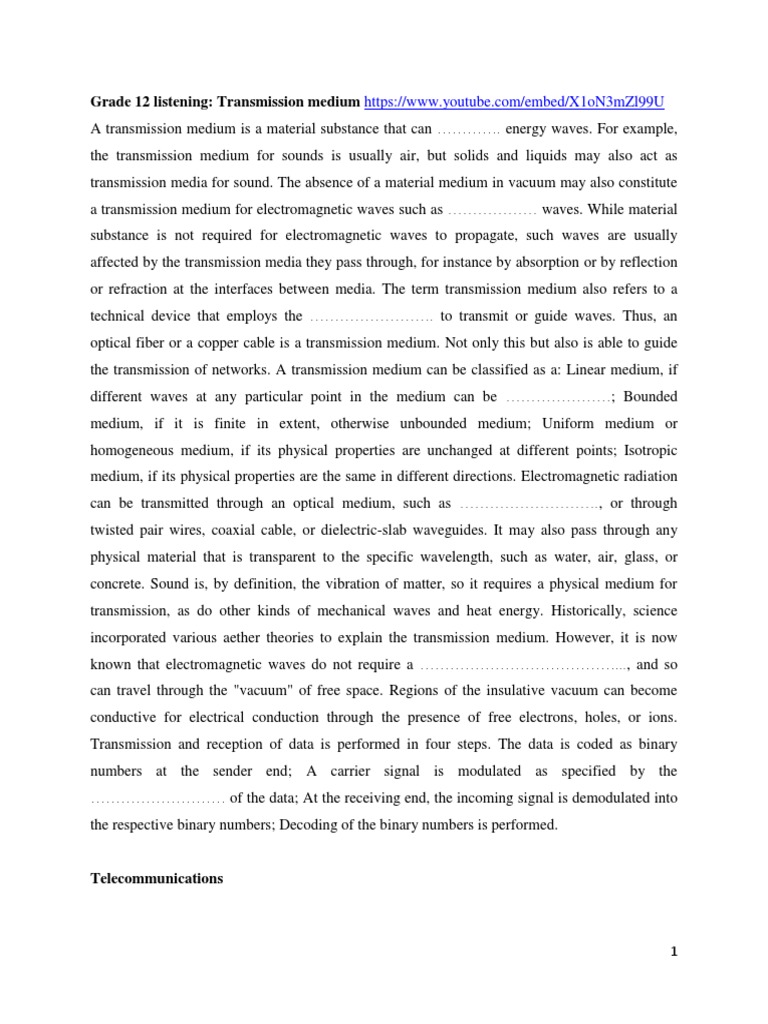 Transcript For Transmission Media GR 12 Blank With Link | PDF ...