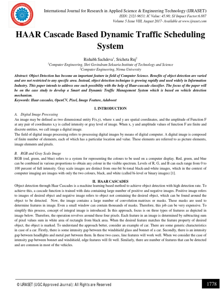 HAAR Cascade Based Dynamic Traffic Scheduling System | PDF | Rgb Color Model | Areas Of Computer ...