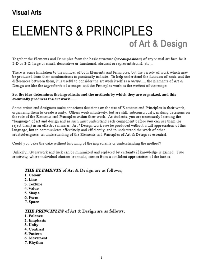 Elements and Principles of Art & Design | PDF | Composition (Visual ...