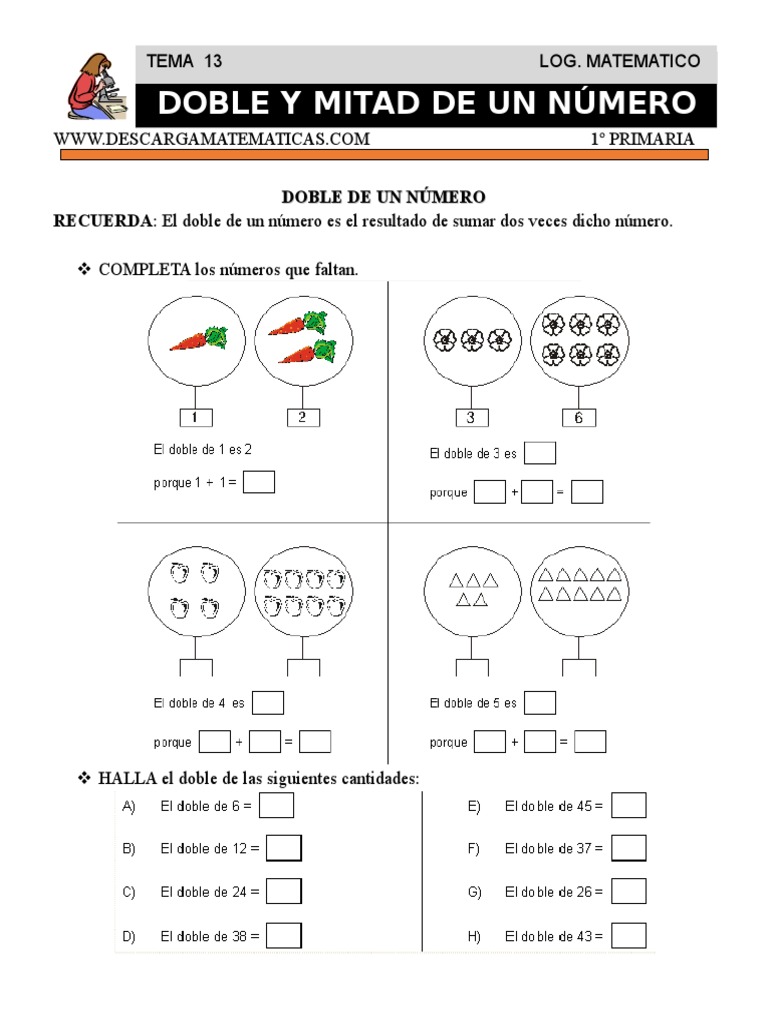 13-DOBLE-Y-MITAD-DE-UN-NÚMERO-PRIMERO-DE-PRIMARIA.doc | Matemáticas | Ocio