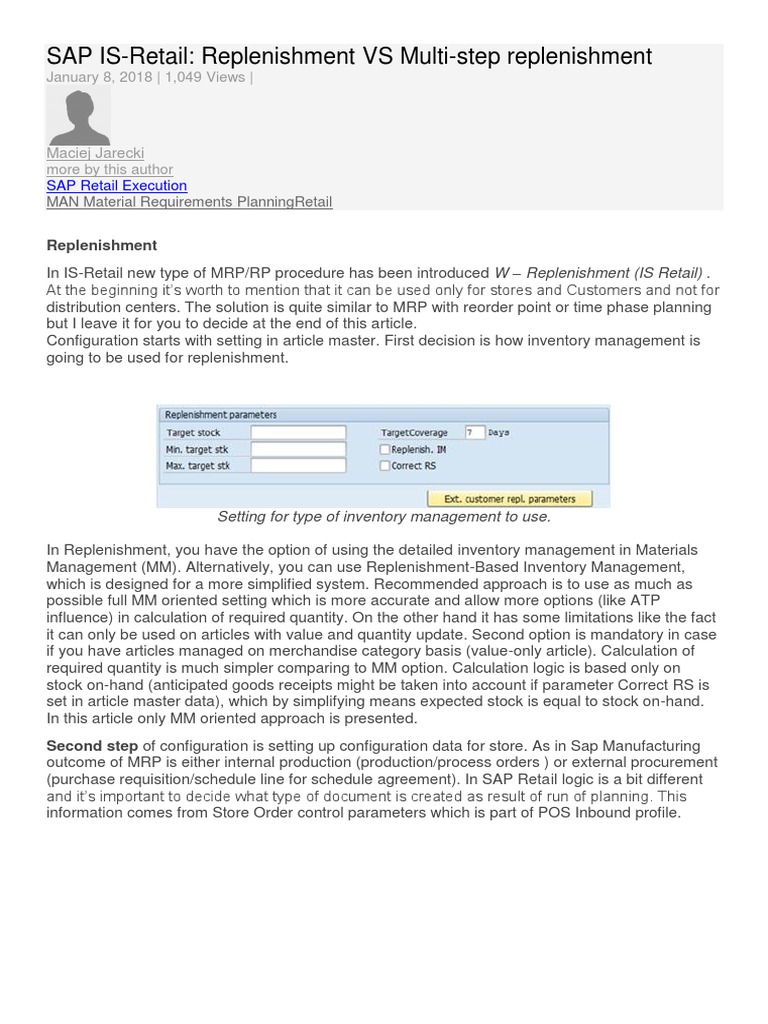 Is-Retail Replenishment Vs Multi-Step Replenishment | PDF | Inventory ...