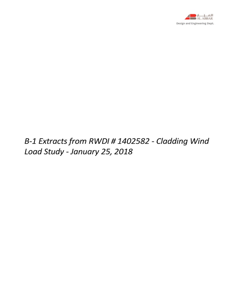 B-1 Extracts From RWDI # 1402582 - Cladding Wind Load Study - January 25, 2018 | PDF