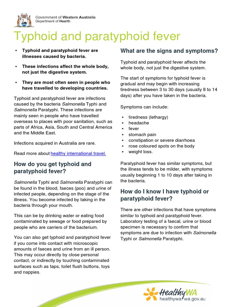 Typhoid and Paratyphoid Fever Guide | PDF | Public Health | Medical ...