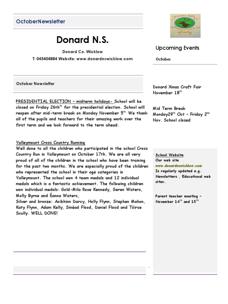 October Newsletter 2018 | PDF | Leisure | Sports