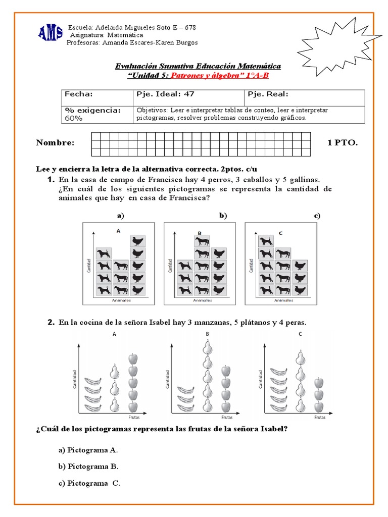 Prueba Matematica Unidad 5 | PDF | Ocio | Deportes