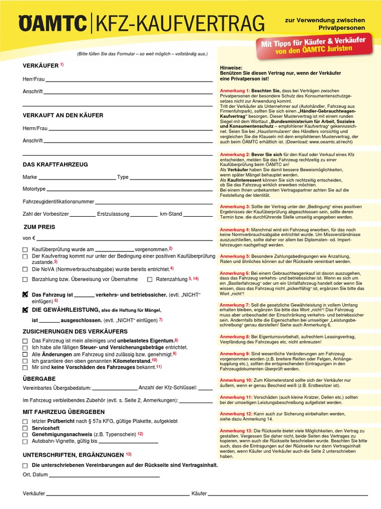 öamtc Kaufvertrag Pdf