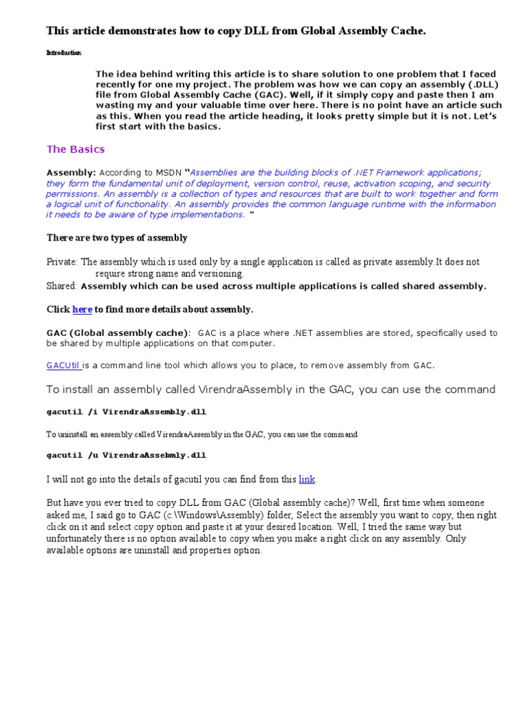 How To Copy DLL From Global Assembly Cache | PDF | Windows Registry | Screenshot