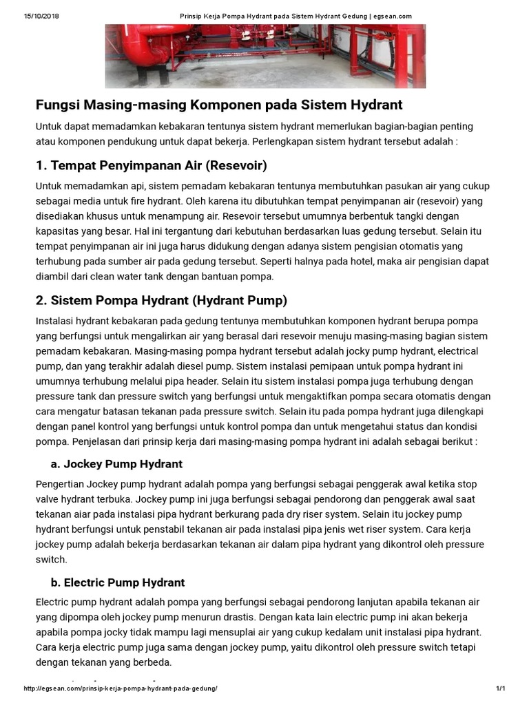 Prinsip Kerja Pompa Hydrant Pada Sistem Hydrant Gedung | PDF