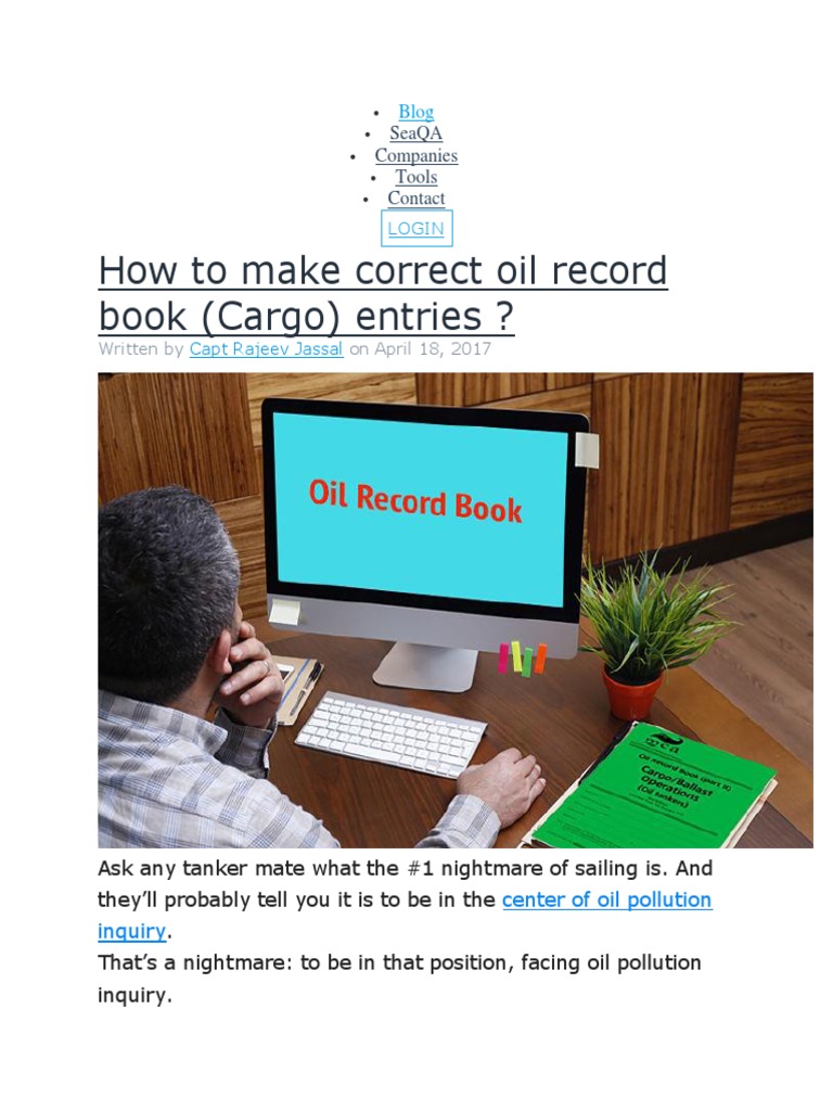 Oil Record Book Cum Se Completeaza Corect 15.10.2018 | PDF | Port