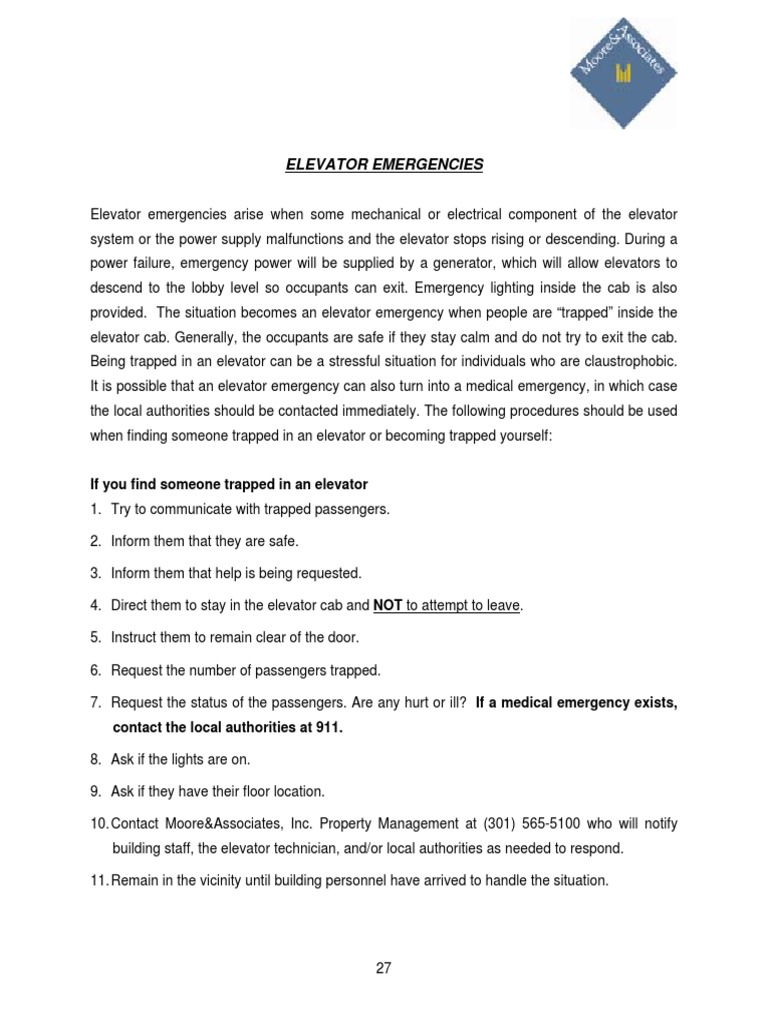 Elevator Emergency Procedures | PDF | Elevator | Emergency