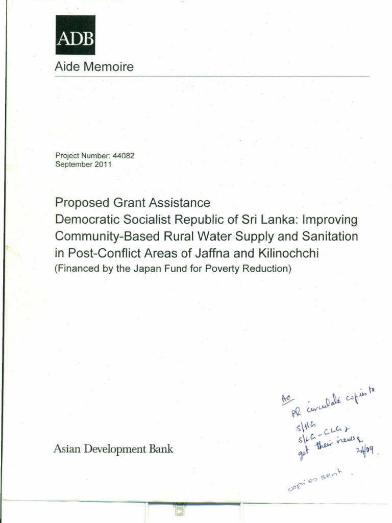 Aide Memoire | Water Resources | Sanitation