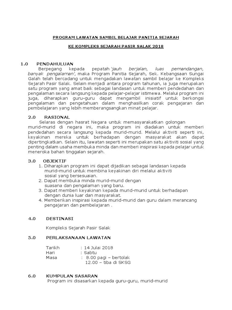 Contoh Kertas Kerja Lawatan | PDF | Perjalanan