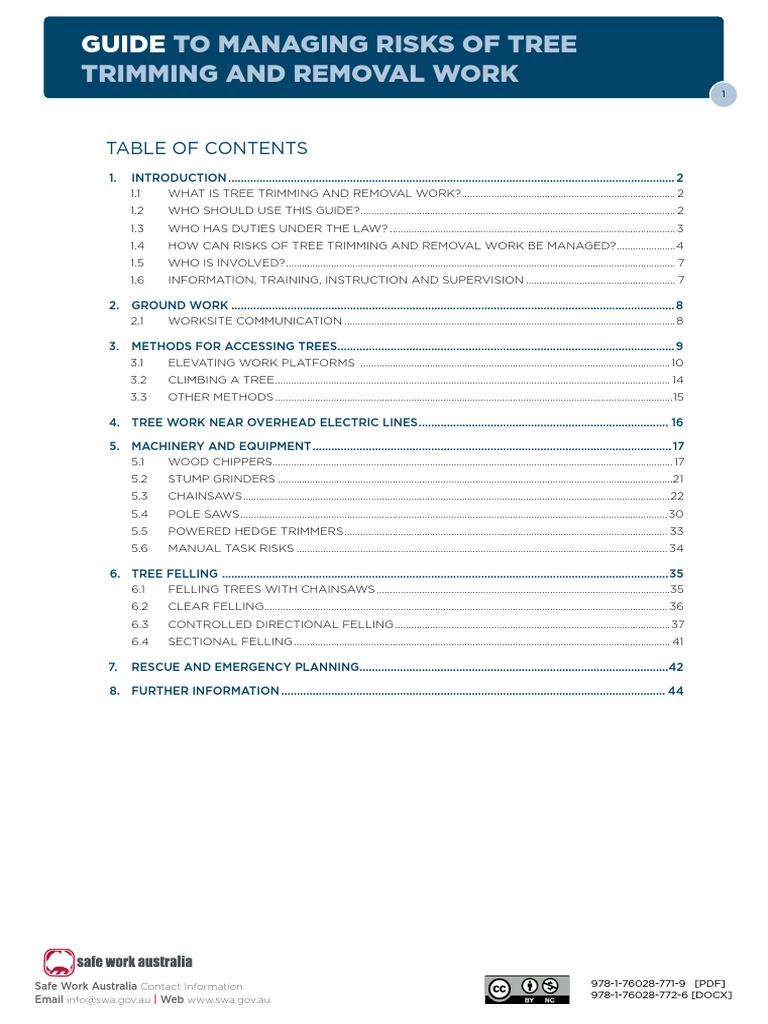 Guide To Managing Risks Tree Trimming Removal Pdf Personal