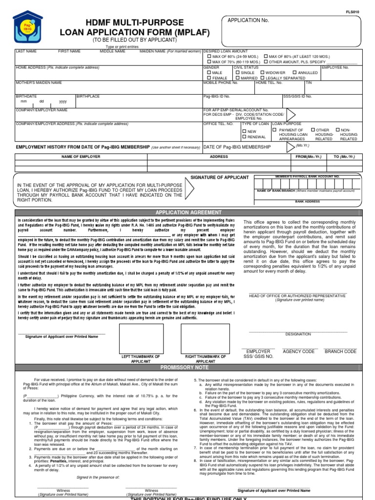 Pag-Ibig Salary Loan Form PDF | PDF | Loans | Interest